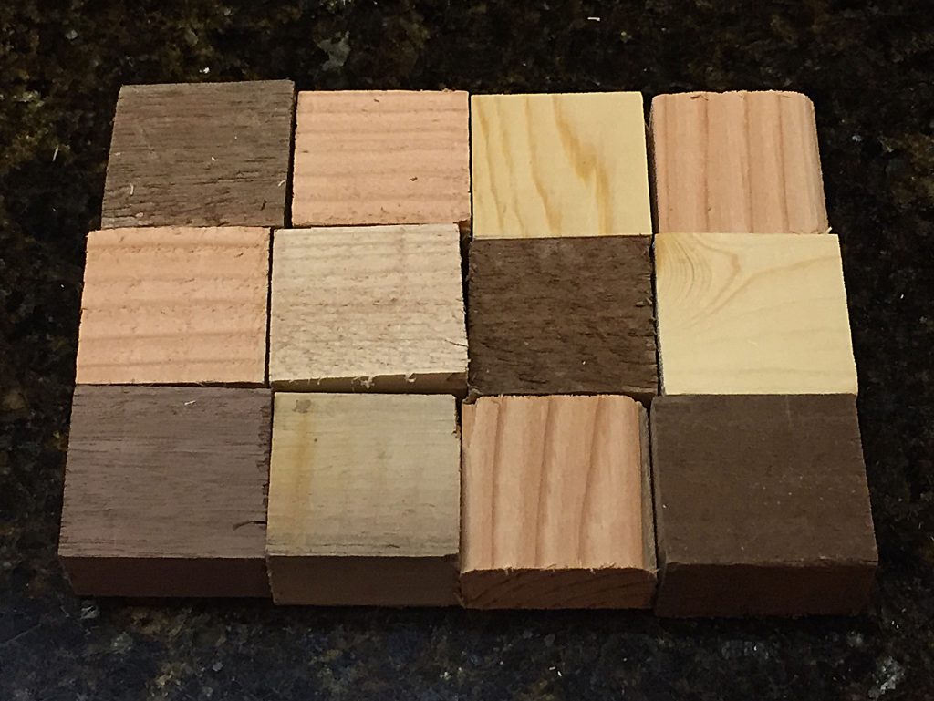 Wood Blocks, Flat Squares, 1-1/2″ x 1-1/2″ x 3/4” Thick, Set of 12 ...